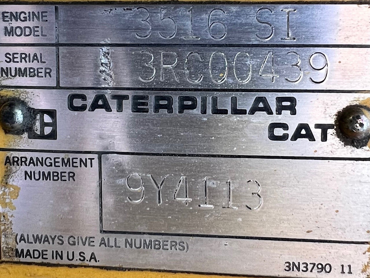 Used Caterpillar G3516 Gas Engine 3RC00439