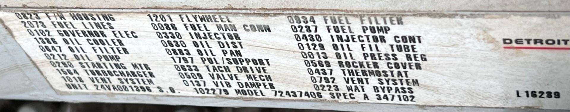 Low hours Detroit Diesel 24V71TT Diesel Engine 24VA001396