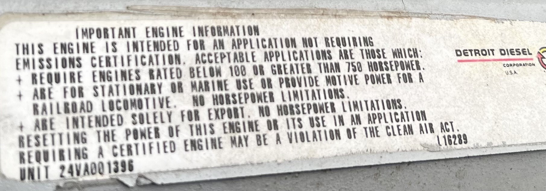 Low hours Detroit Diesel 24V71TT Diesel Engine 24VA001396