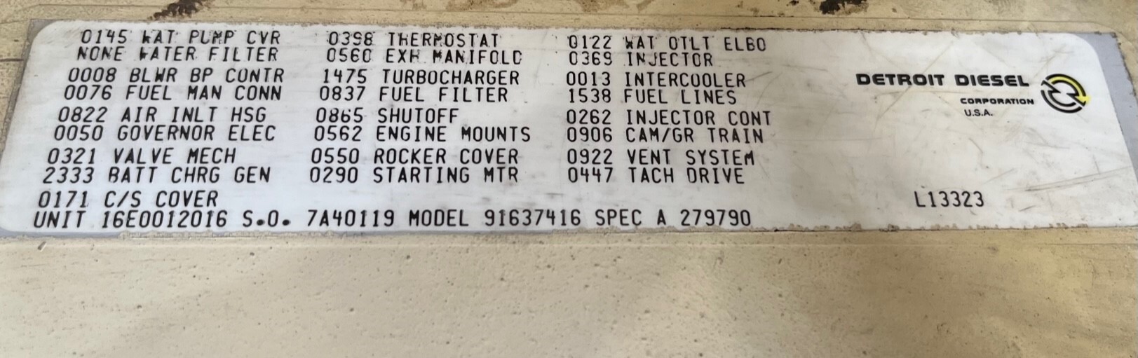 Used Detroit 16V149TIB Diesel Engine 16E0012016