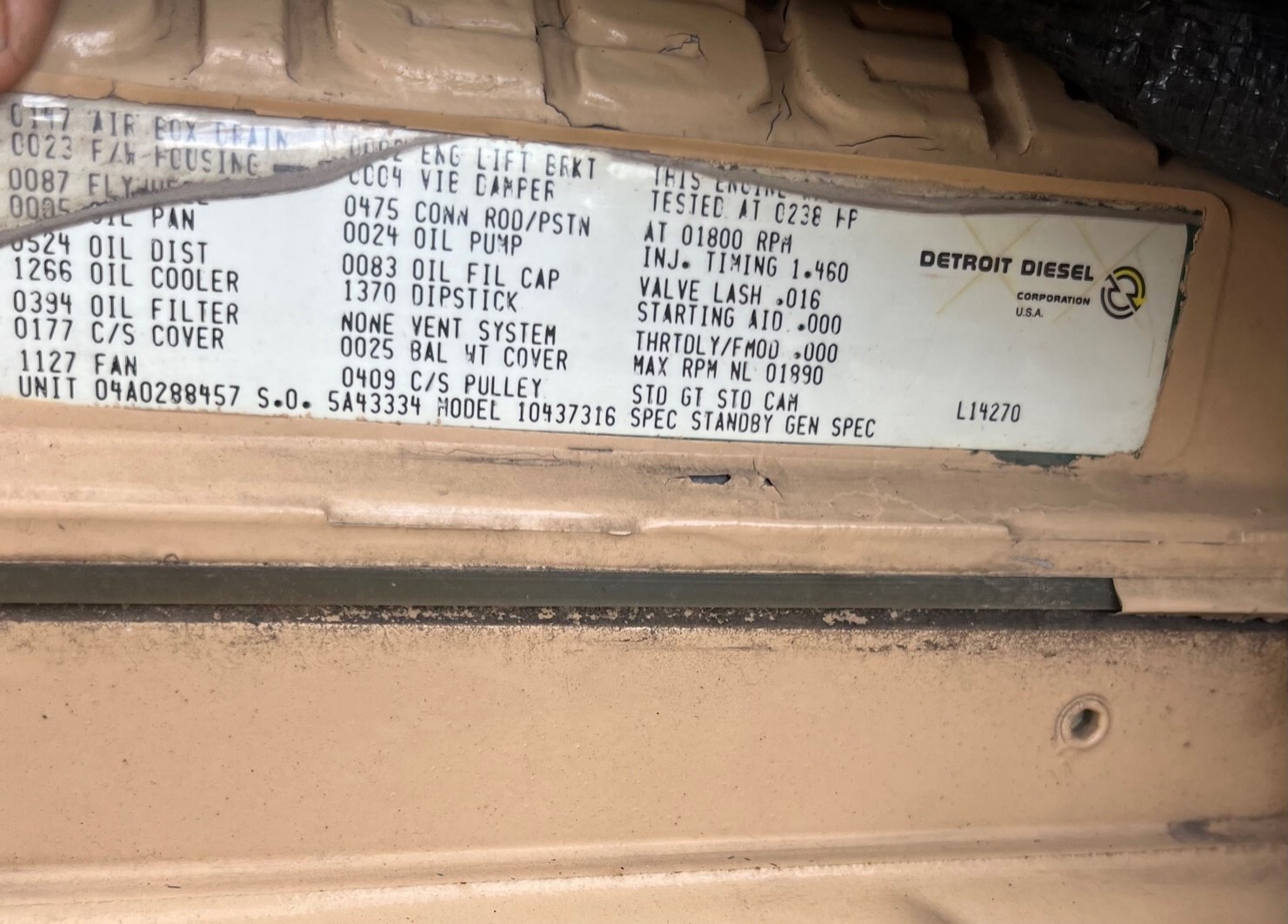 Low hours Detroit Diesel 471 T Diesel Engine 04A0288457