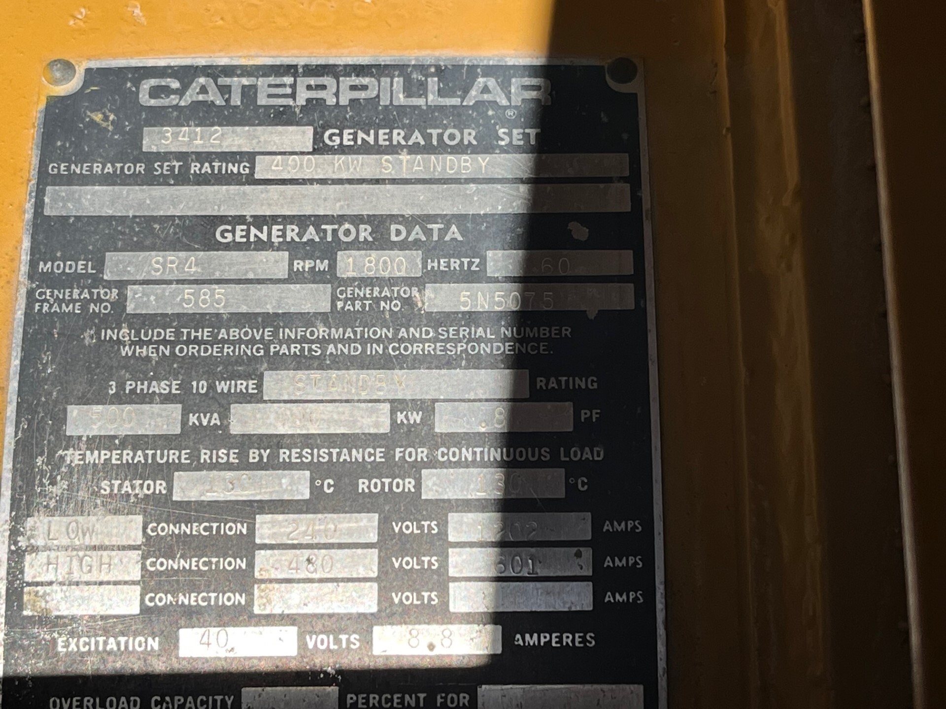 Used Caterpillar 3412 Diesel Generator 400 81Z03565