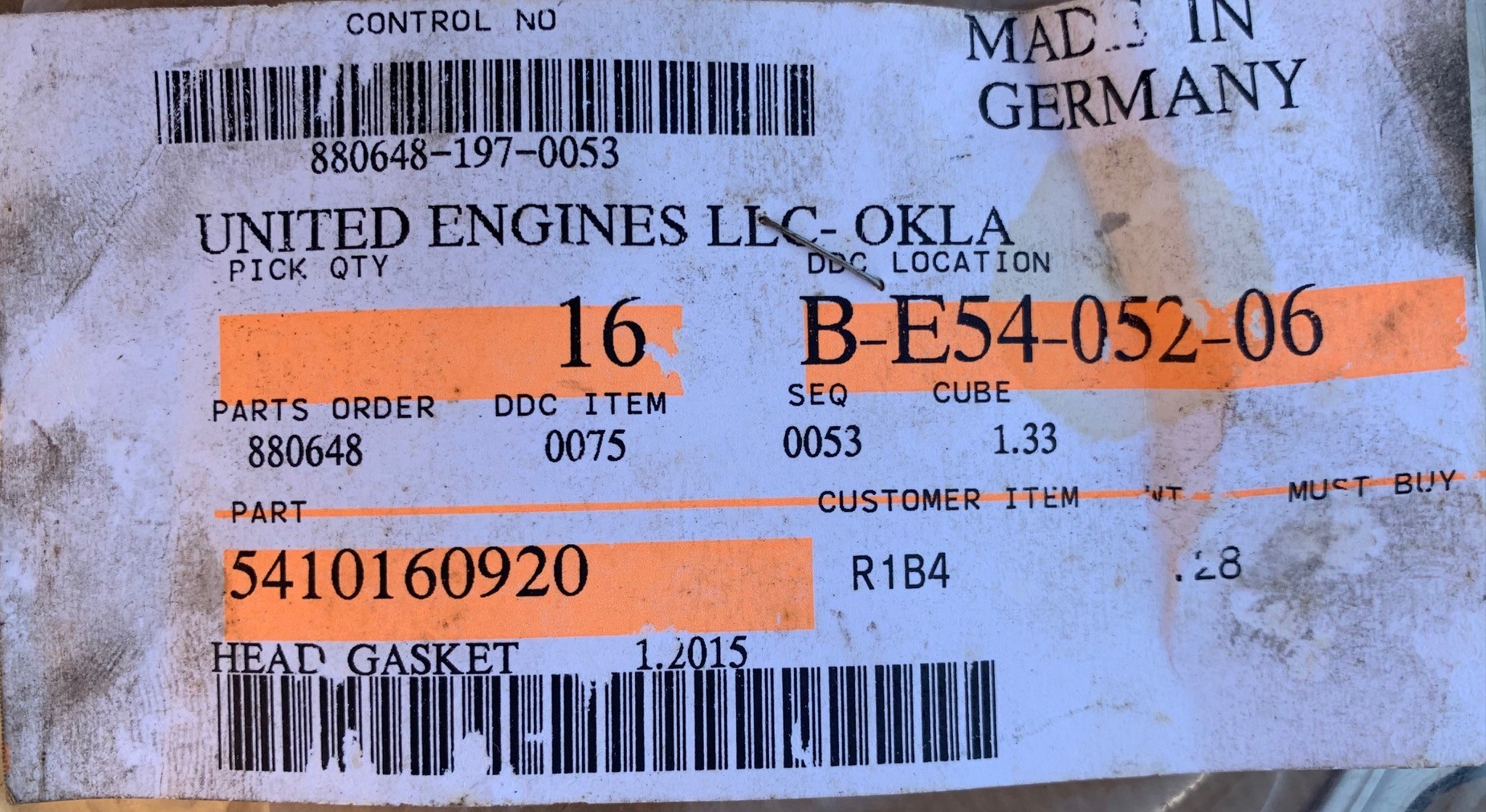MTU/Detroit Head Gasket Engine Parts